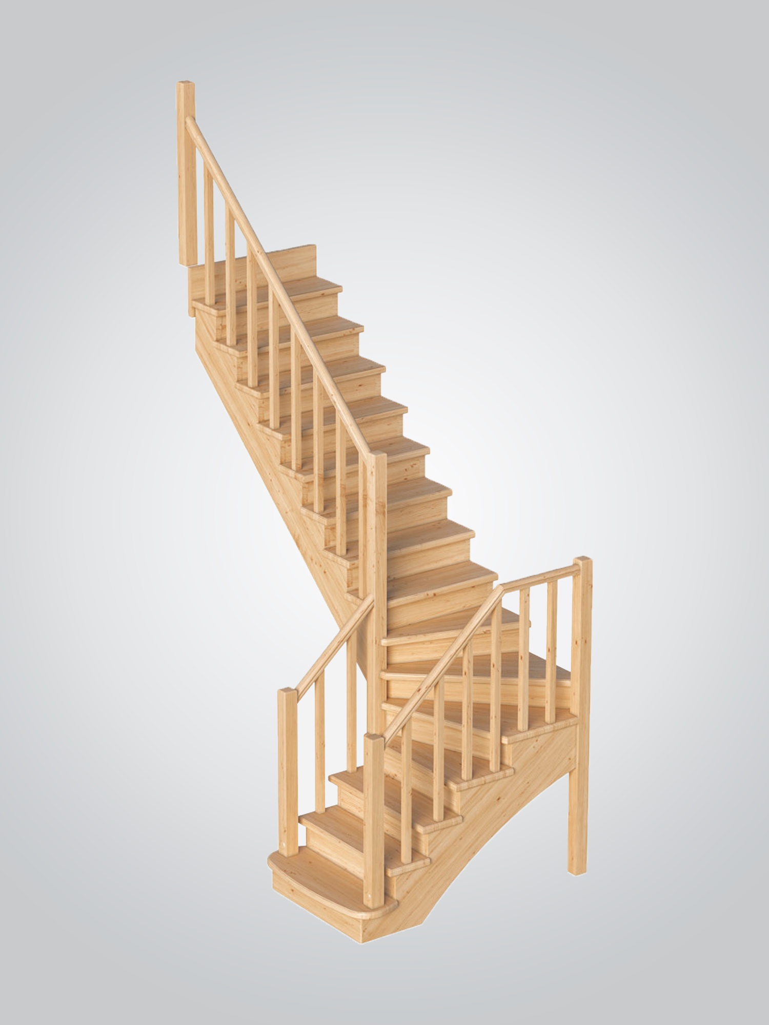 Лестница на второй этаж К-021м Левая с подступенками