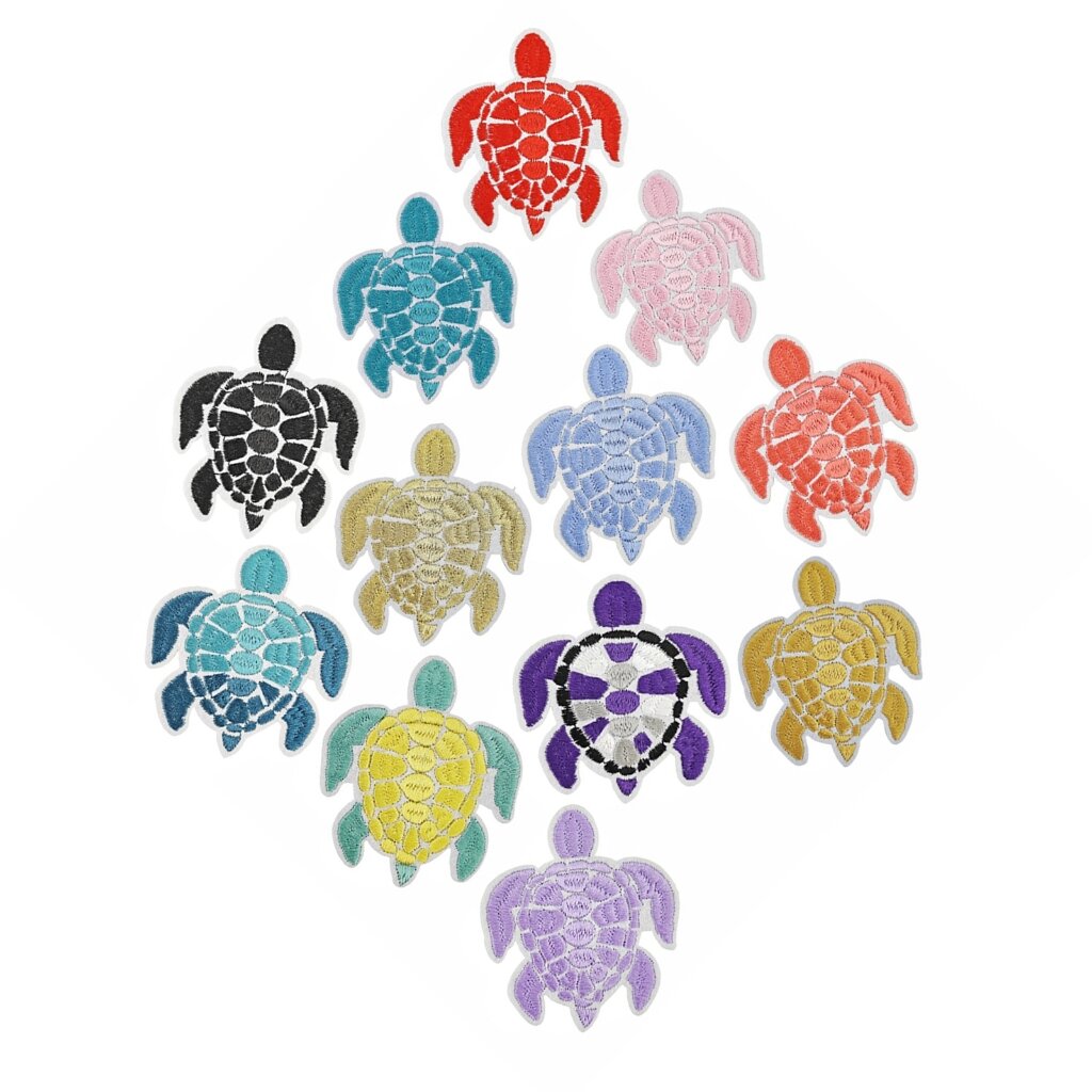 Яркие аппликации с черепахами для вечерних юбок и платьев