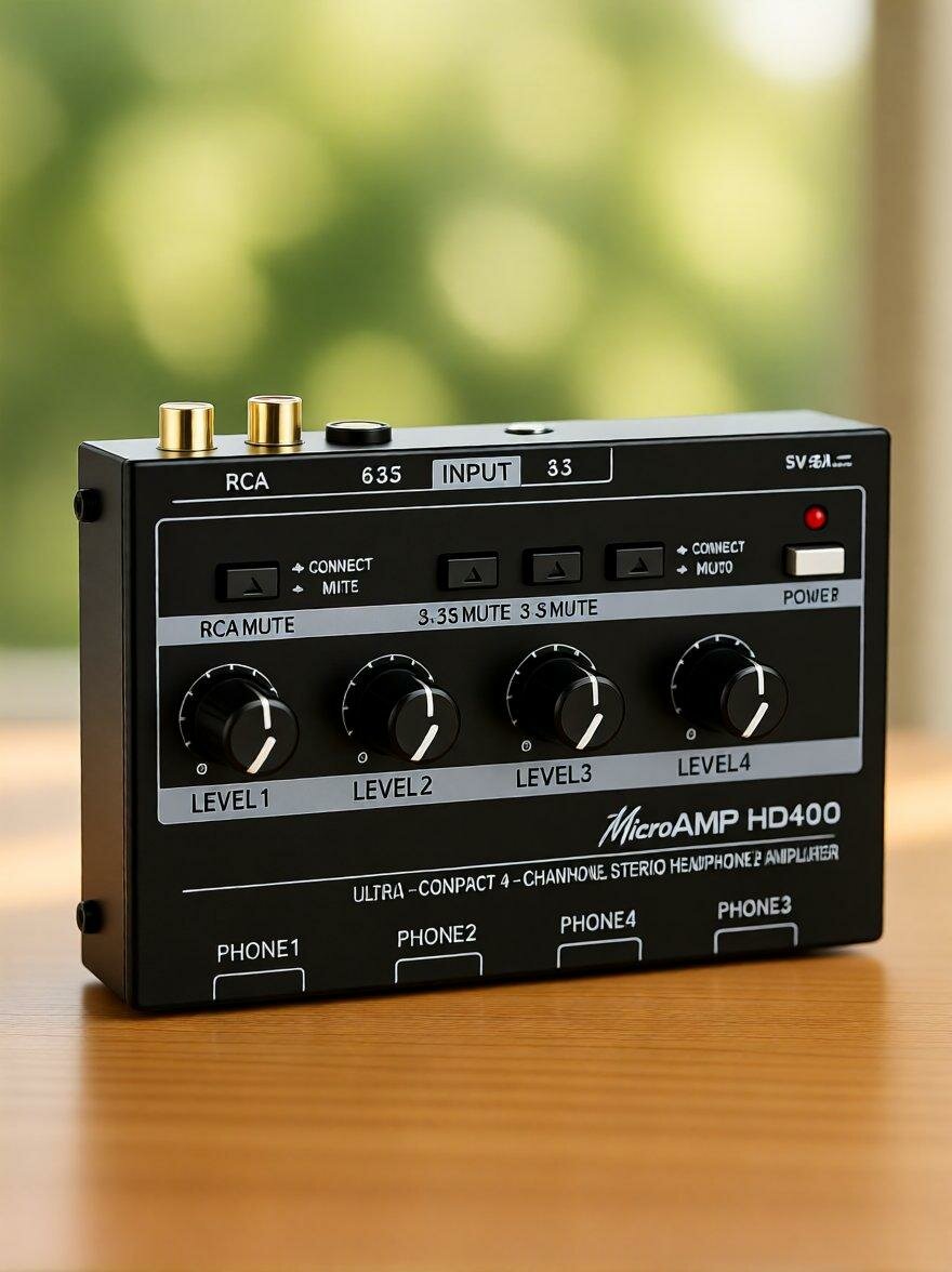 Малогабаритный 4-канальный усилитель для наушников, вилка европейского стандарта