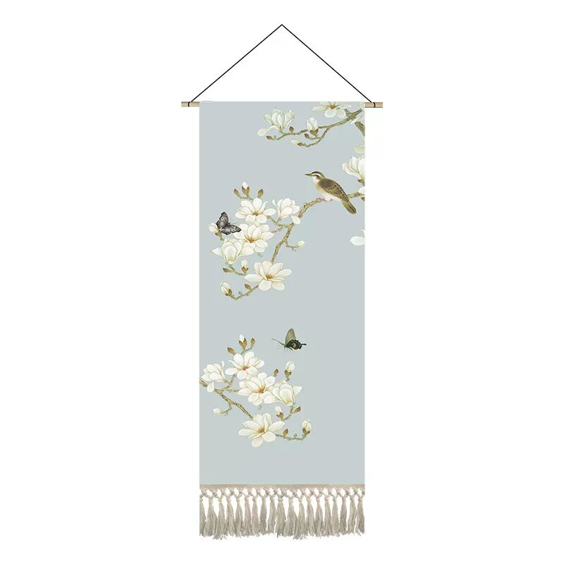 Китайский гобелен с рисунком птиц и цветов, настенное панно, тканевое искусство, декоративная картина для спальни,