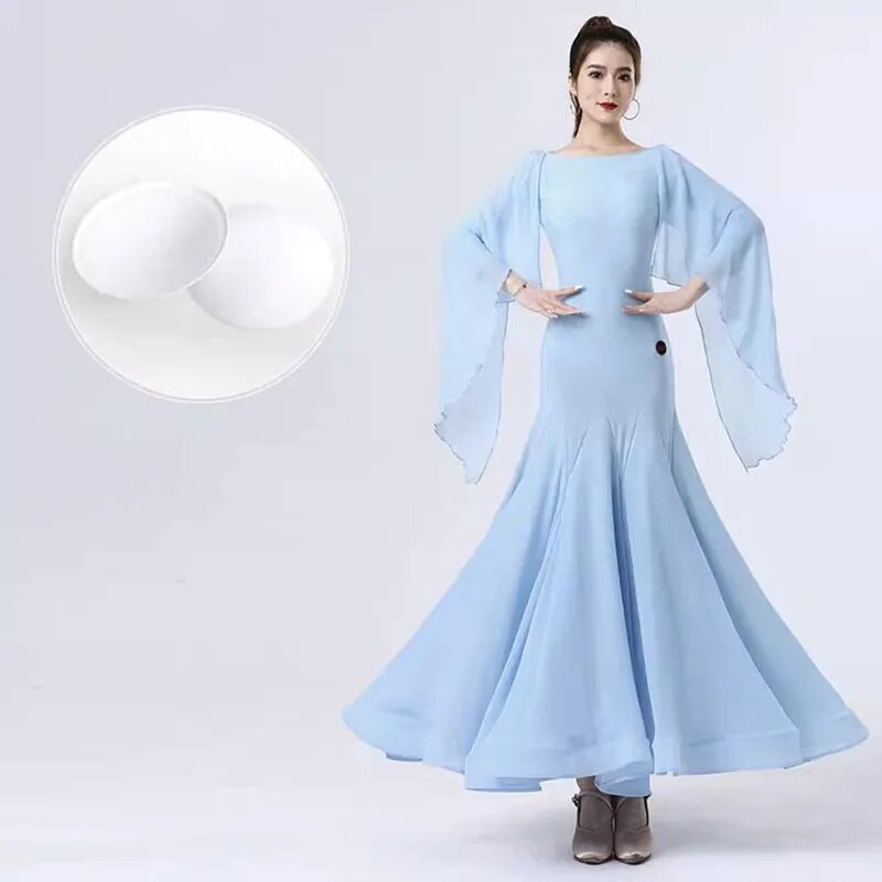 Женское бальное платье из шифона и кружева Светло-голубой, L, Light blue