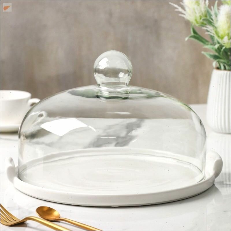 Блюдо для блинов, 1 шт, Керамика белый, диаметр 26 см