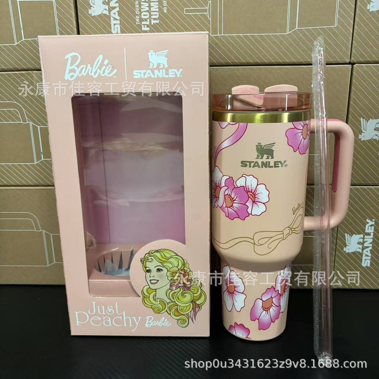 Горячая продажа: автомобильная кружка Stanley Floral Series 40 унций, 304 нержавеющая сталь, с ручкой, термоизолированная кружка