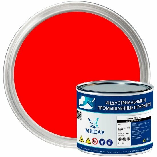 Эмаль Мицар ХВ-124, 1,8 кг, красный