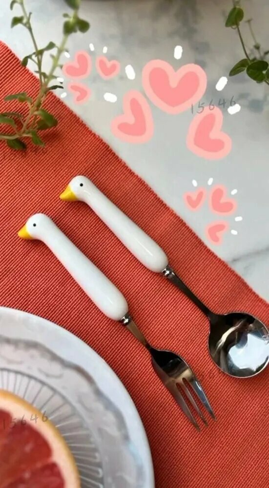 Набор столовых приборов 2 предм. белый, желтый