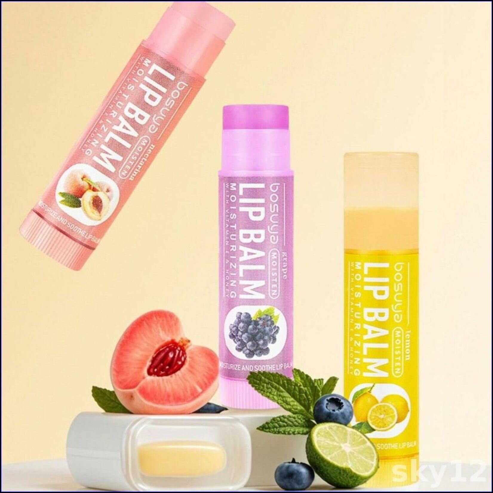 Фруктовый бальзам для губ, увлажняющий губы, разглаживающий морщины и увлажняющий 24 шт.