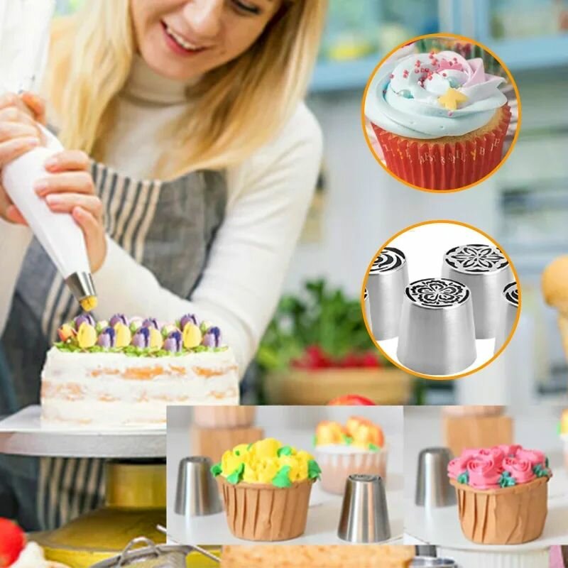 Насадки Тюльпан большие для крема зефира, принадлежностей для украшения выпечки и тортов, нержавеющие стали