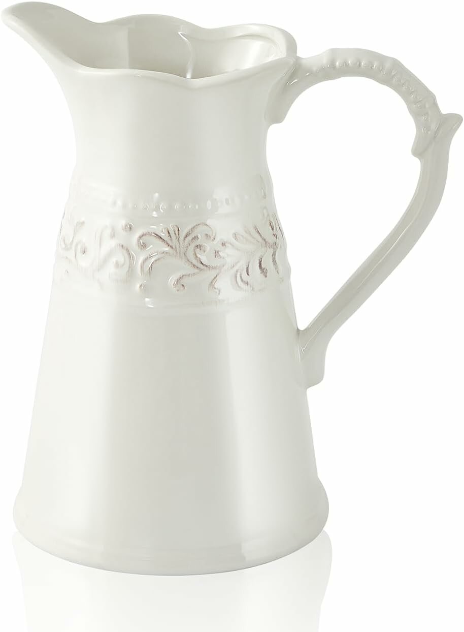 HAQI Белый Керамический Кувшин-Ваза для Цветов в Фермерском Стиле, Декор для Дома, 22 см