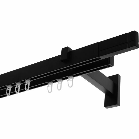 Карниз профильный LM Decor Флэт Лайн Кросс двухрядный 1,6 м, Черный матовый