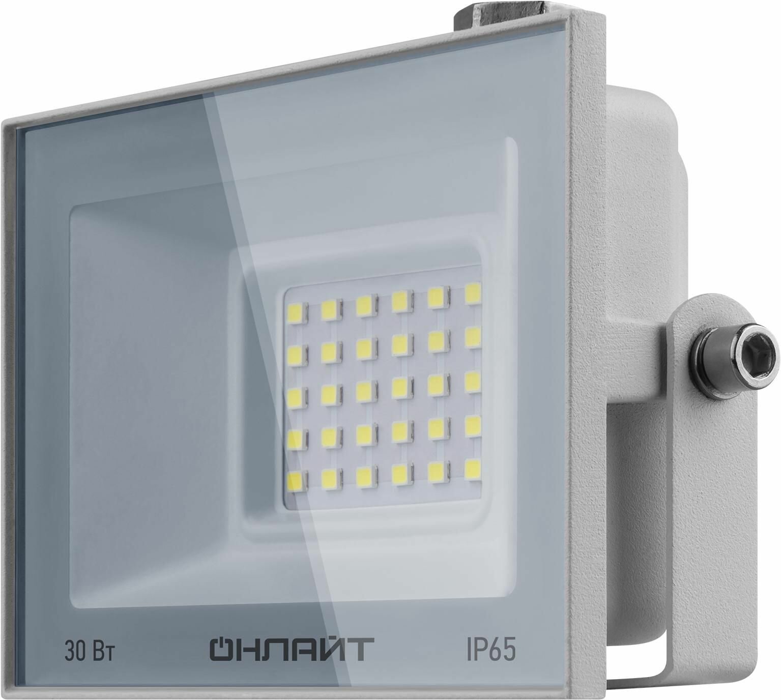 Прожектор светодиодный онлайт ДО-30 Вт, 6000K, степень защиты IP65, белый