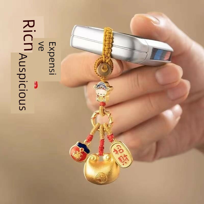 Позолоченный брелок-подвеска в виде тыквы мира для мужчин и женщин, ремешок для телефона, с изображением карпа удачи, в