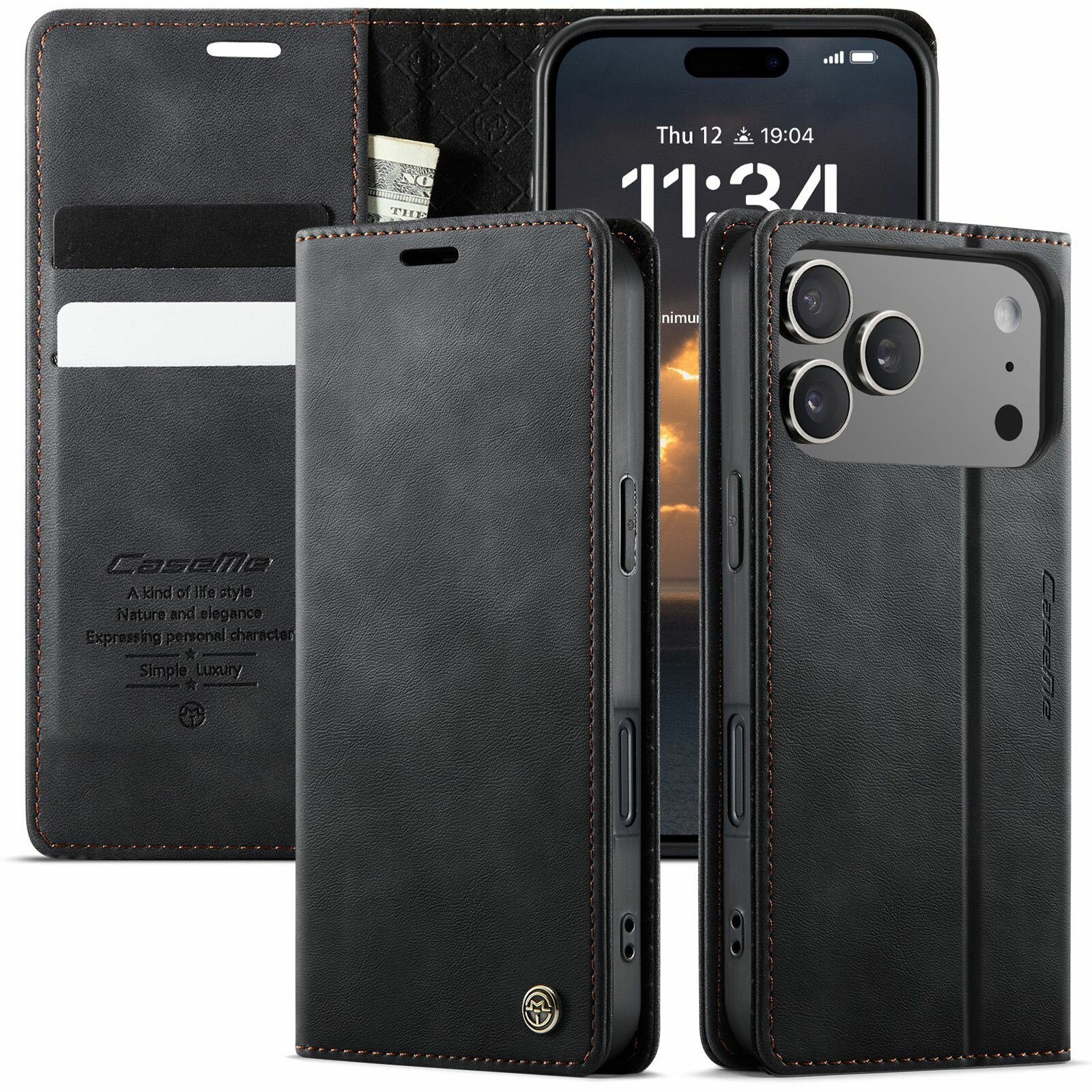 Чехол-книжка CaseMe RFiD iPhone 17 Pro Max черный