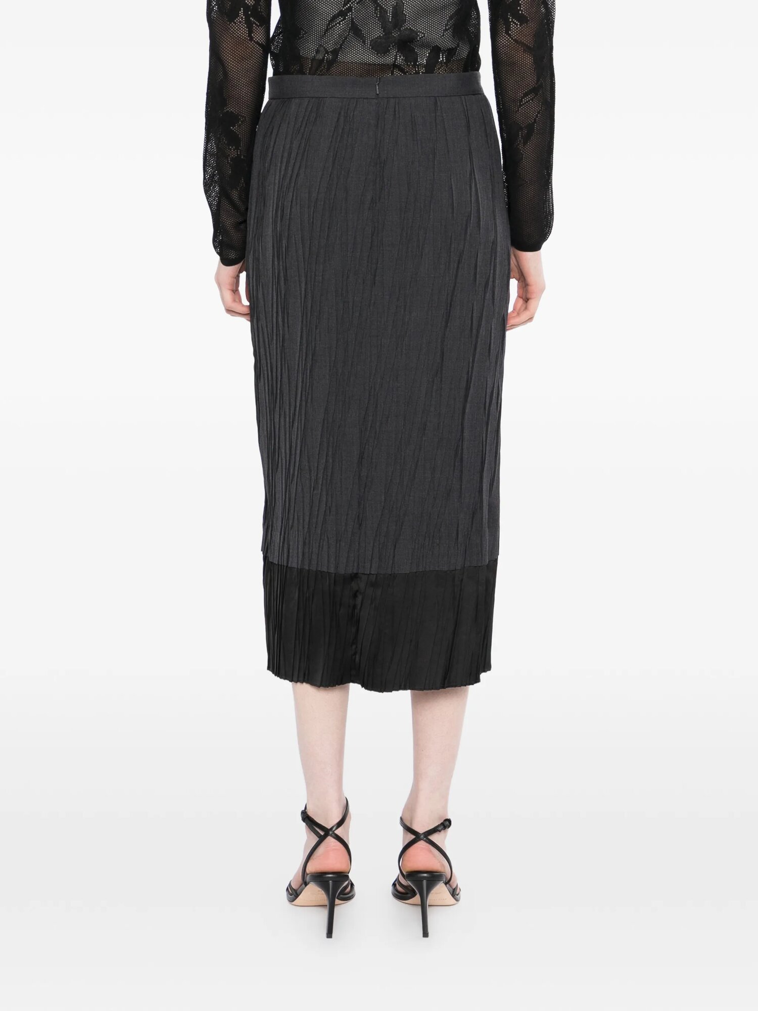 Юбка LESS Pleated patchwork midi skirt, размер 42, grey — фото 1