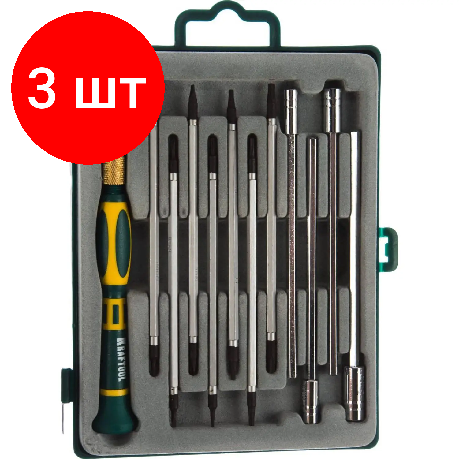 Комплект 3 упаковок, Набор отверток для точных работ Precision-20, 12 предм, KRAFTOOL 25611-Н12
