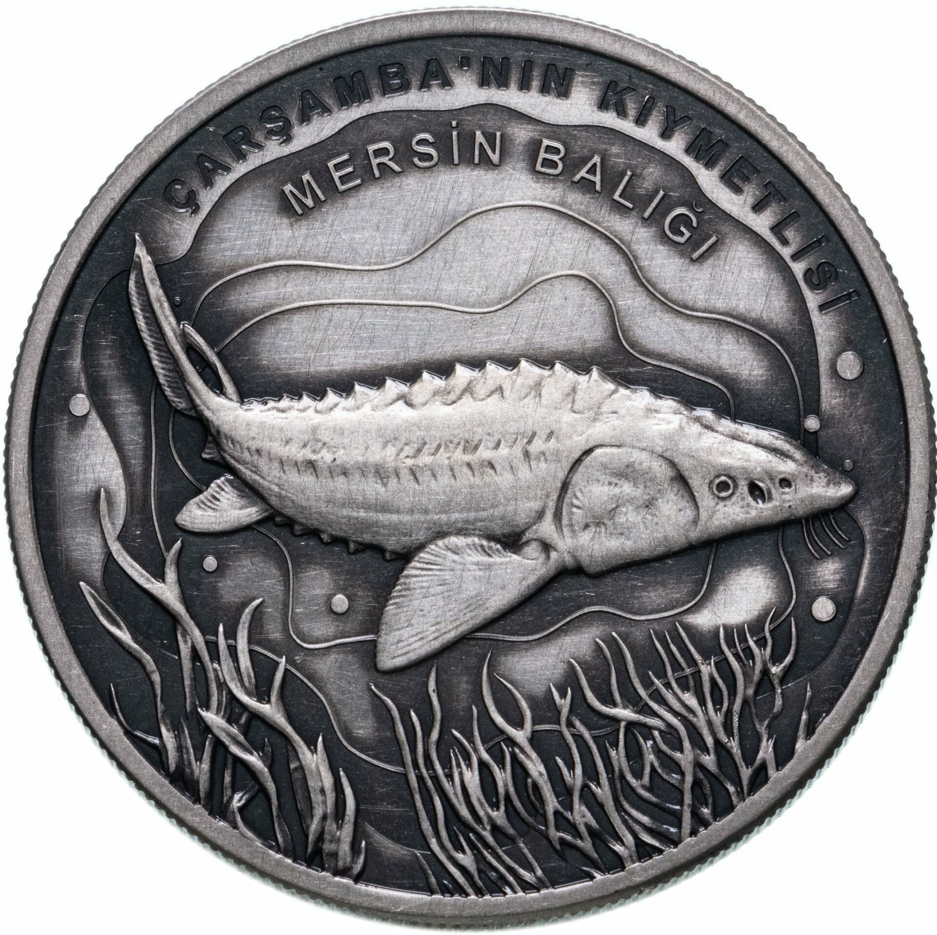 Турция 20 лир 2021 "Рыба Осетр" Фауна Серебро Proof с сертификатом Редкая