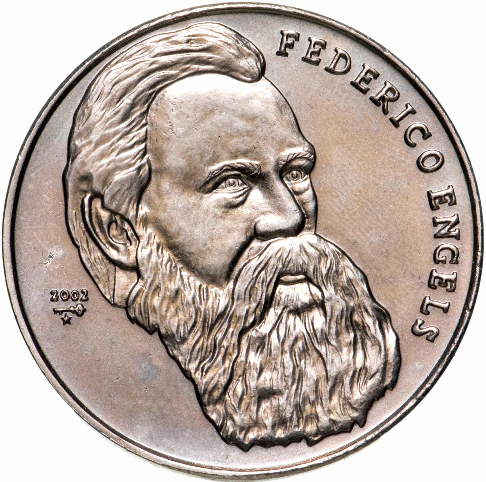 Куба 1 песо peso 2002 "Вожди мирового пролетариата - Фридрих Энгельс", Сталь, в сохранности UNC