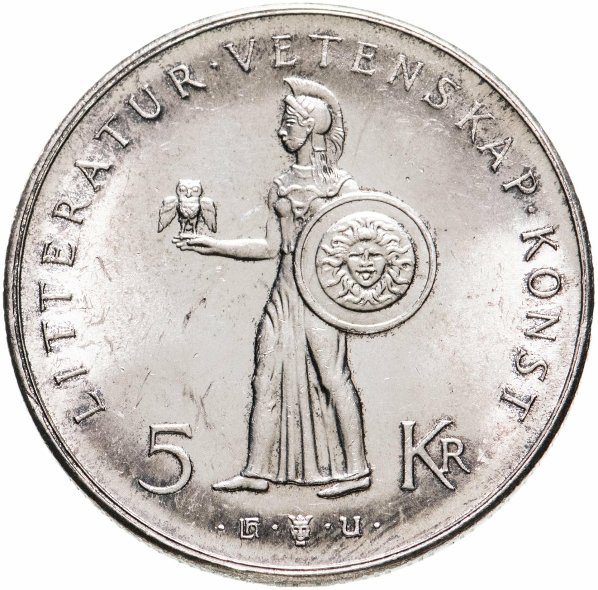 Швеция 5 крон 1962 "80 лет со дня рождения Густава VI Адольфа", Серебро 400, в сохранности UNC