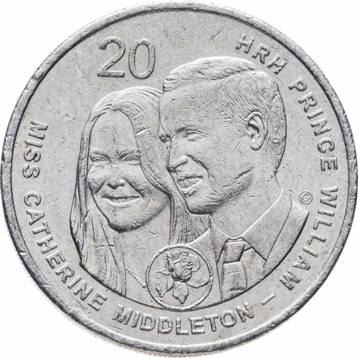 Австралия 20 центов cents 2011 Свадьба Принца Уильяма и Кэтрин Миддлтон, Мельхиор медь-никель, в сохранности XF-AU