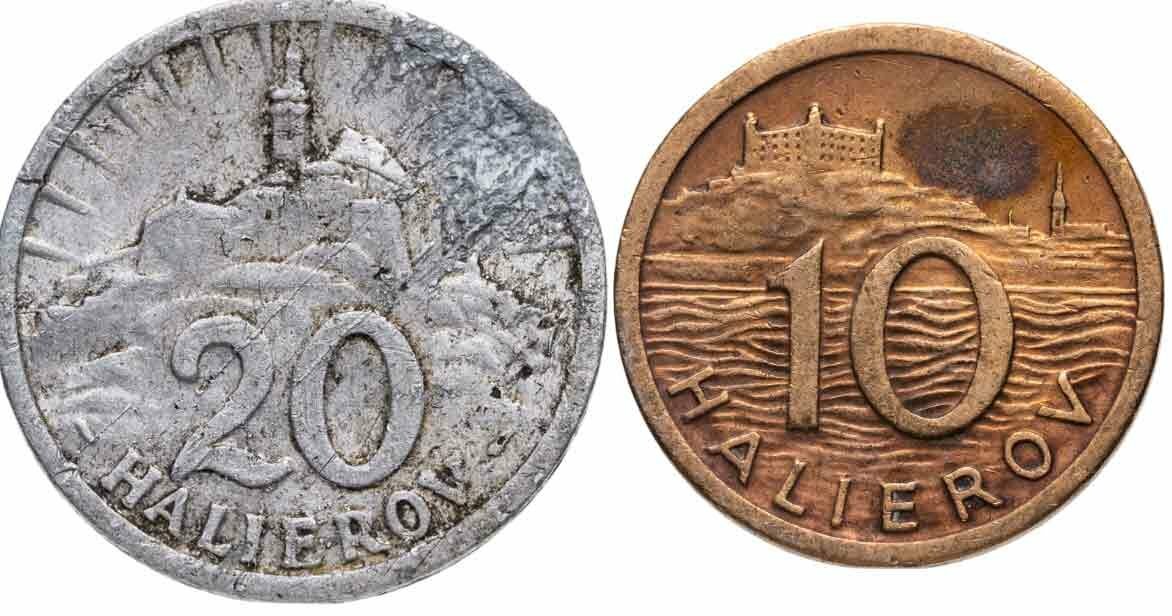 Словакия набор 10 и 20 геллеров halierov 1939-1942, Бронза, Алюминий, в сохранности F-XF