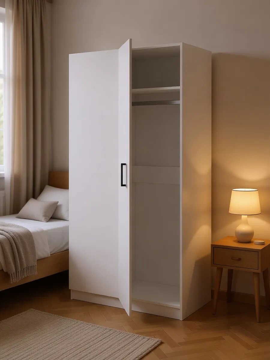 Угловой шкаф A-A MEBEL Рик для одежды модульный ЛДСП белый 204x94.2x47.6 см