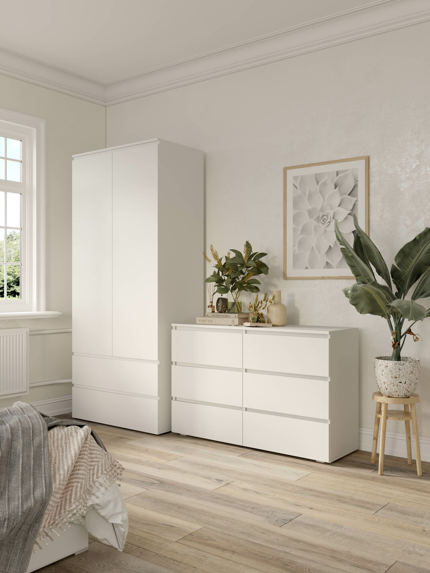 Комод A-A MeBel "Idea", 6 ящиков, ЛДСП, белый, 120 см x 40 см x 77 см