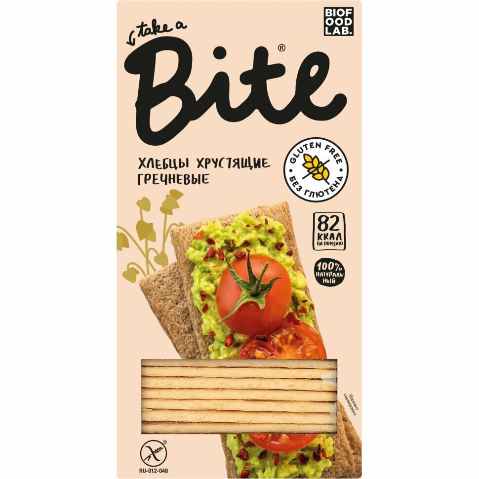Хлебцы гречневые Bite, без глютена, натуральные, 150г, 1344135