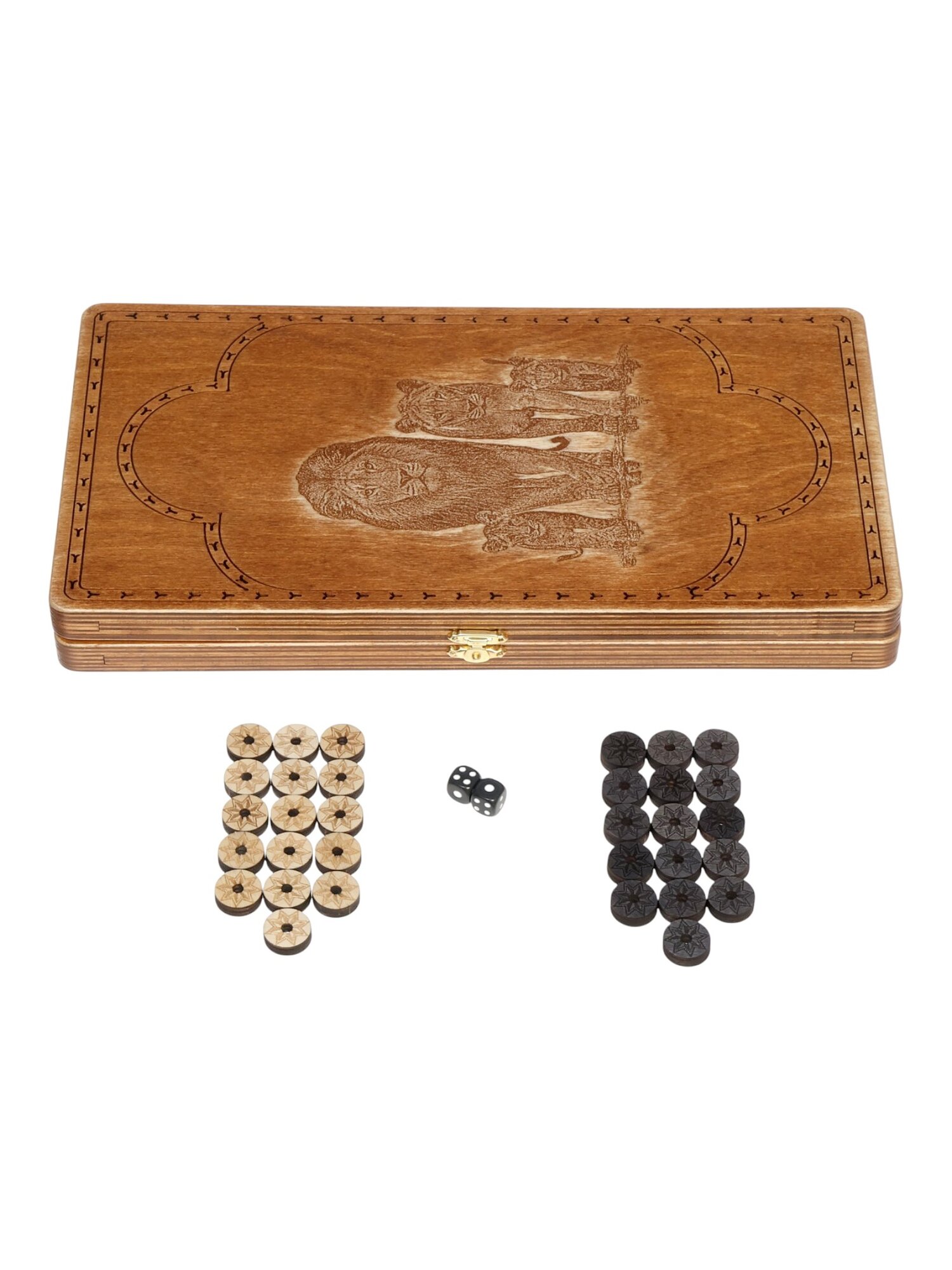 Нарды Сима-ленд «Львиная семья», деревянные, складные, с гравировкой, 37 см × 20 см