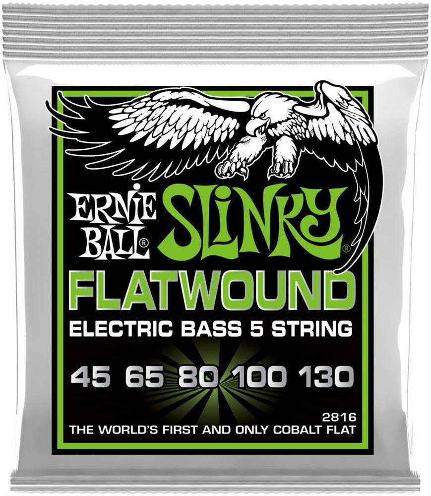 ERNIE BALL 2816 Flatwound Slinky Regular 45-130 - Струны для бас-гитары 5-струнной