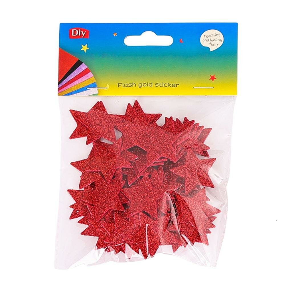 Наклейки звезды 60 шт, красный