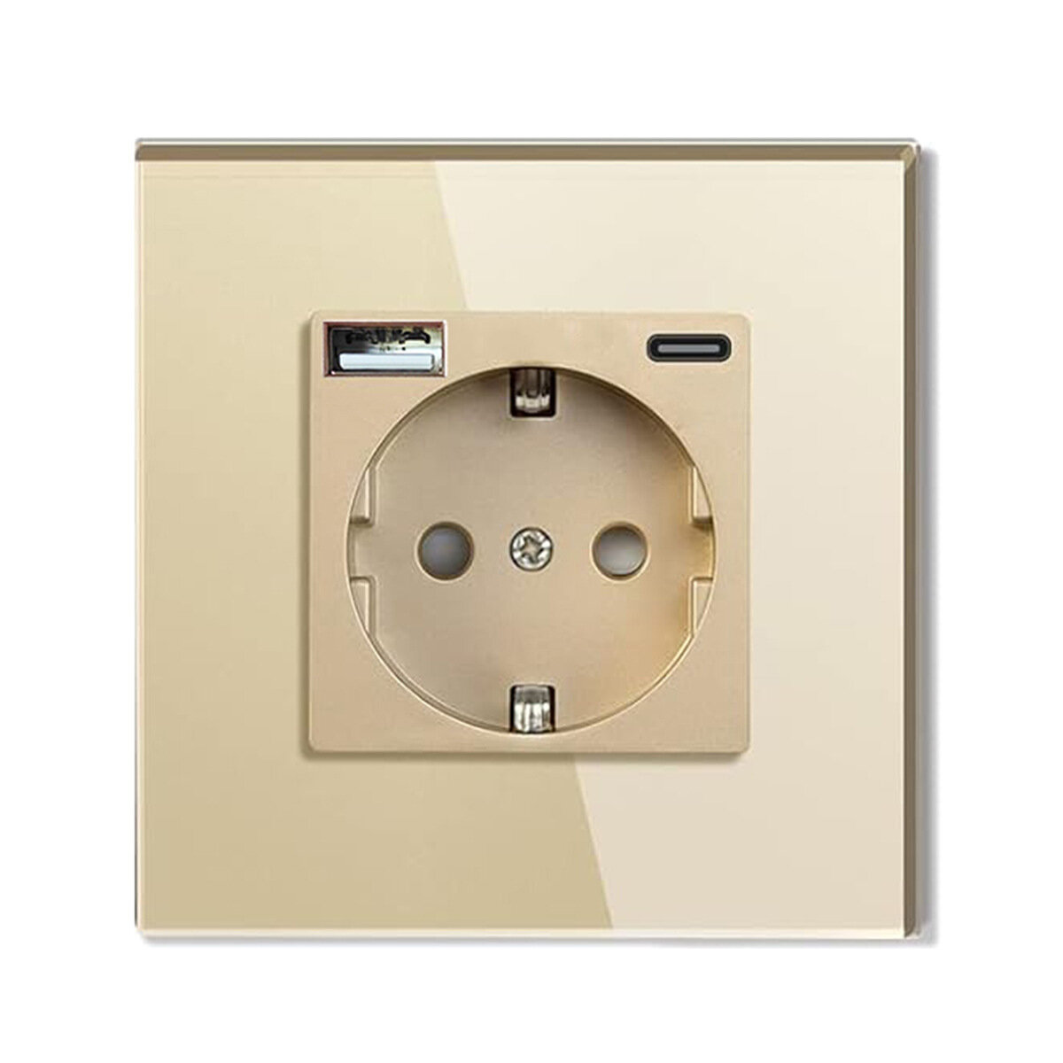 Настенная розетка R Series 86 типа европейского стандарта с USB и Type-C, стеклянная панель, скрытая круглая коробка для установки