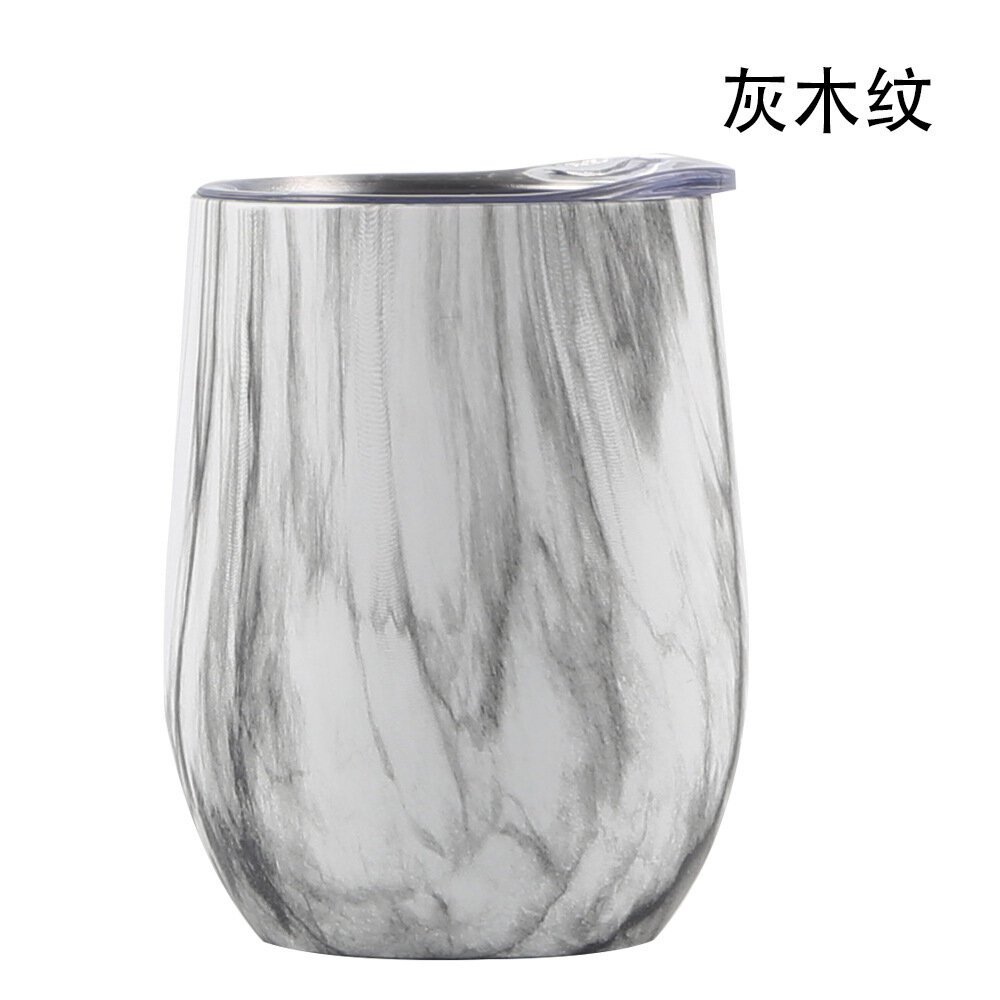 12 унций яичная чашка 304 нержавеющая сталь вакуумная чашка с текстурой дерева креативная U-образная чашка для красного вина