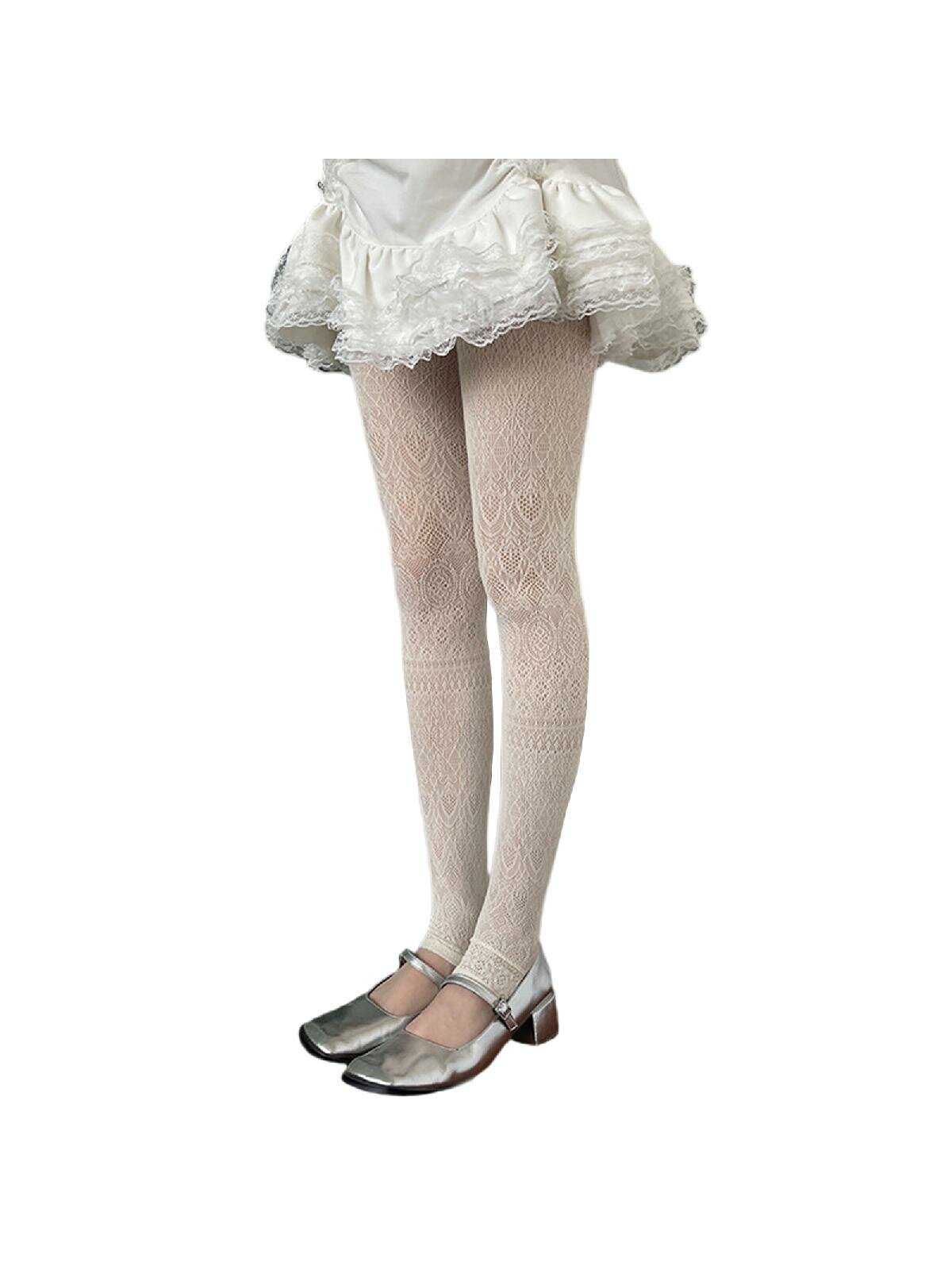 Девятиточечные колготки для ног с кружевной окантовкой