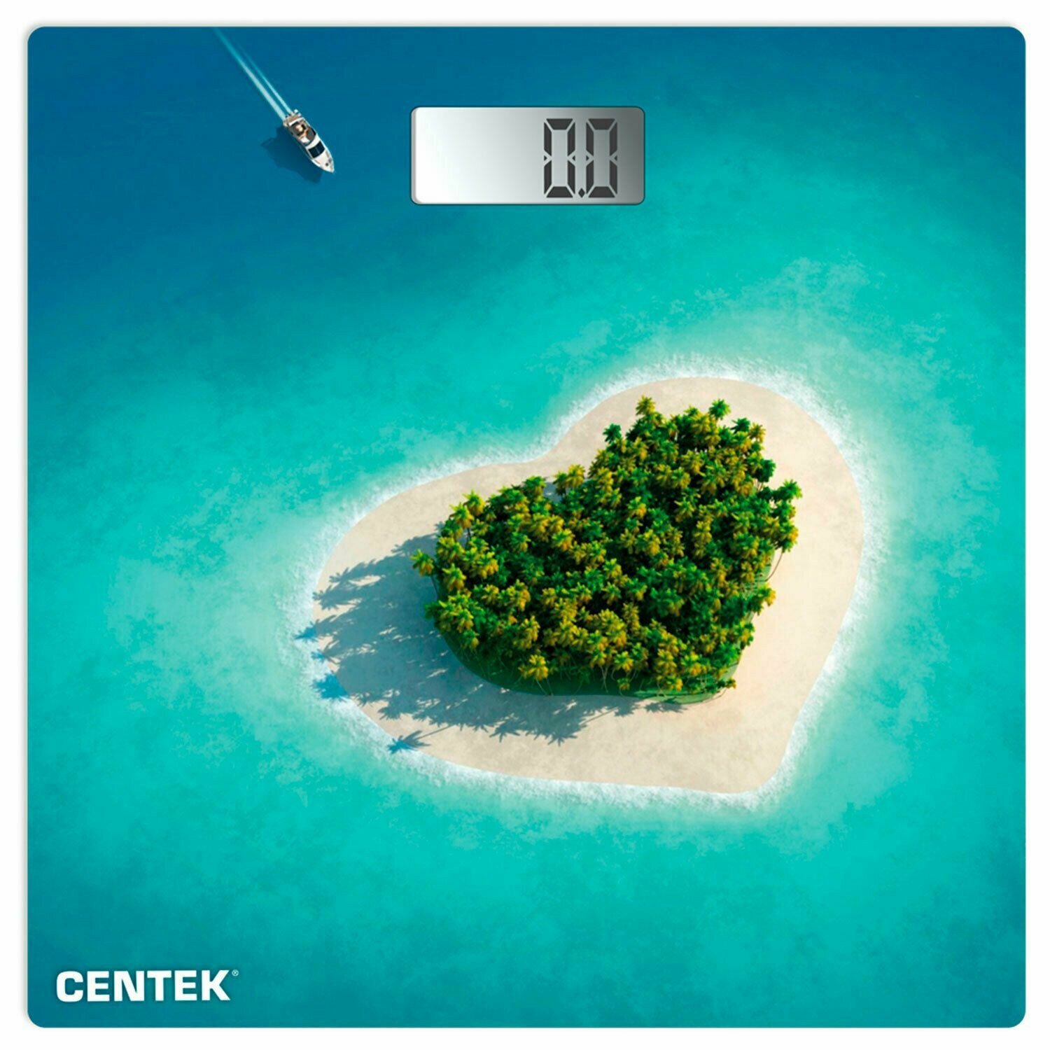 Весы напольные Centek CT-2428 "Остров" электронные, вес до 180 кг, квадрат, стекло, с рисунком