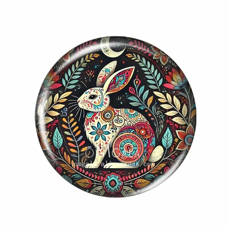 Кабошоны OMGALA, стеклянные, животные с цветами, 10 шт. 16mm, A