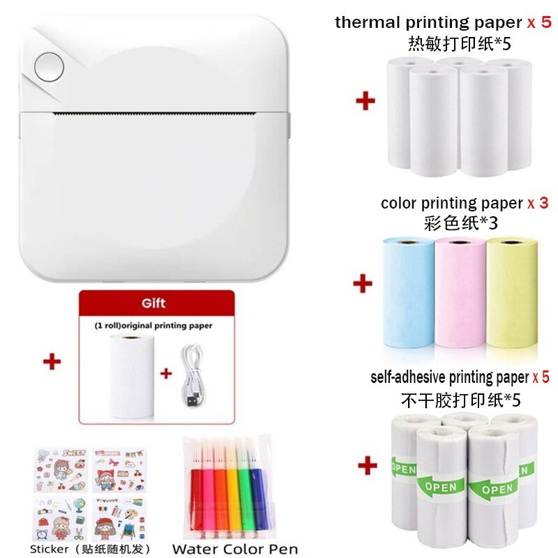 Портативный мини-принтер для кросс-граничной печати, беспроводной, подключаемый к мобильному Bluetooth, безчернильный принтер для наклеек и фотографий