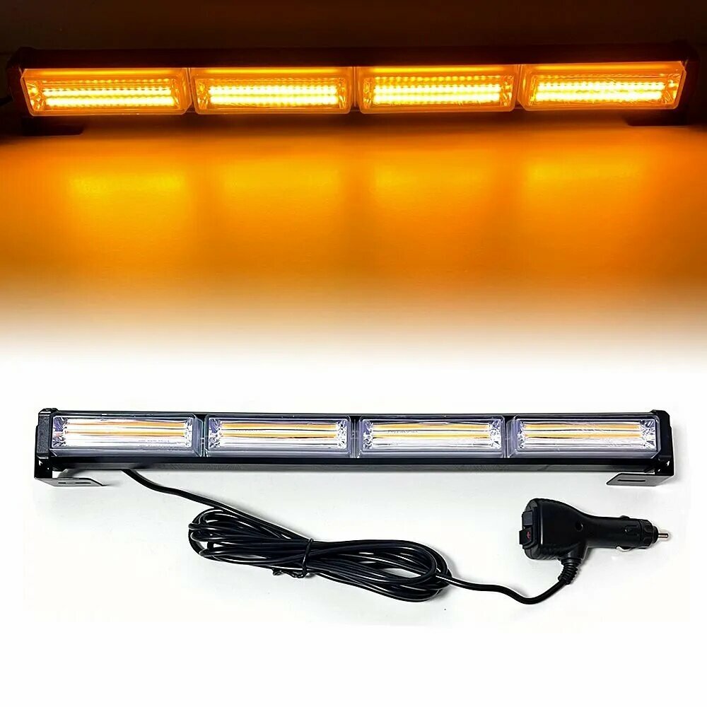 Проблесковая балка мигалка оранжевая на спецтехнику / led стробоскоп на крышу авто 12/24v 43CM
