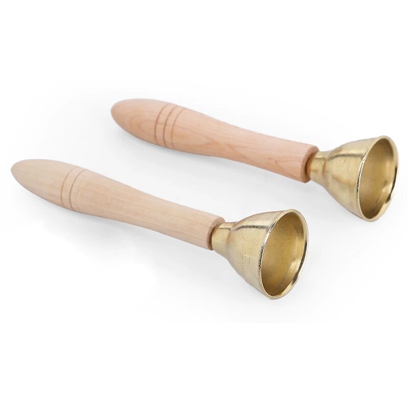 Детский ударный инструмент Орфф, музыкальные обучающие пособия, раннее образование в детском саду, высококачественная деревянная ручка, медный колокольчик, веревочный колокольчик