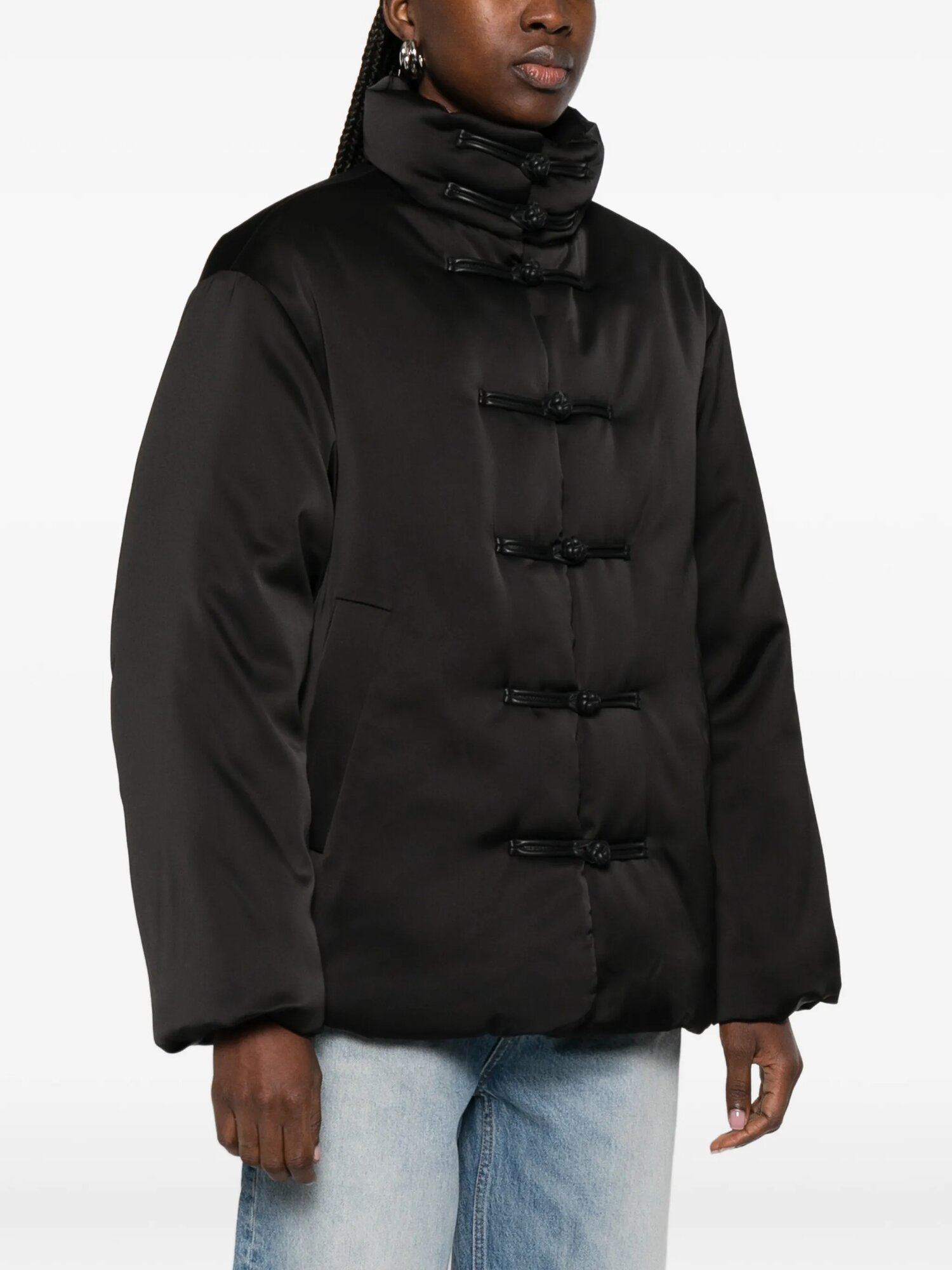 Куртка ROHE Satin-effect puffer jacket, размер 34, черный — фото 1