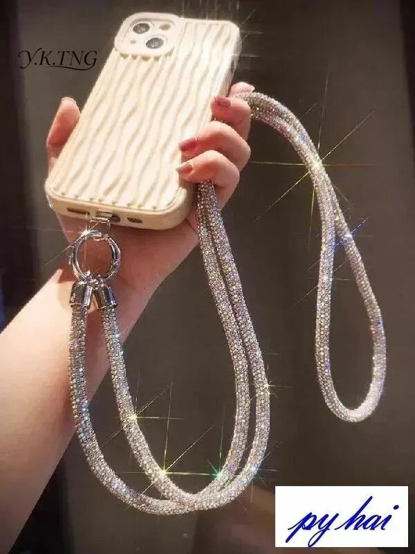 Шнурок держатель для телефона и ключей на шею с креплением со стразами