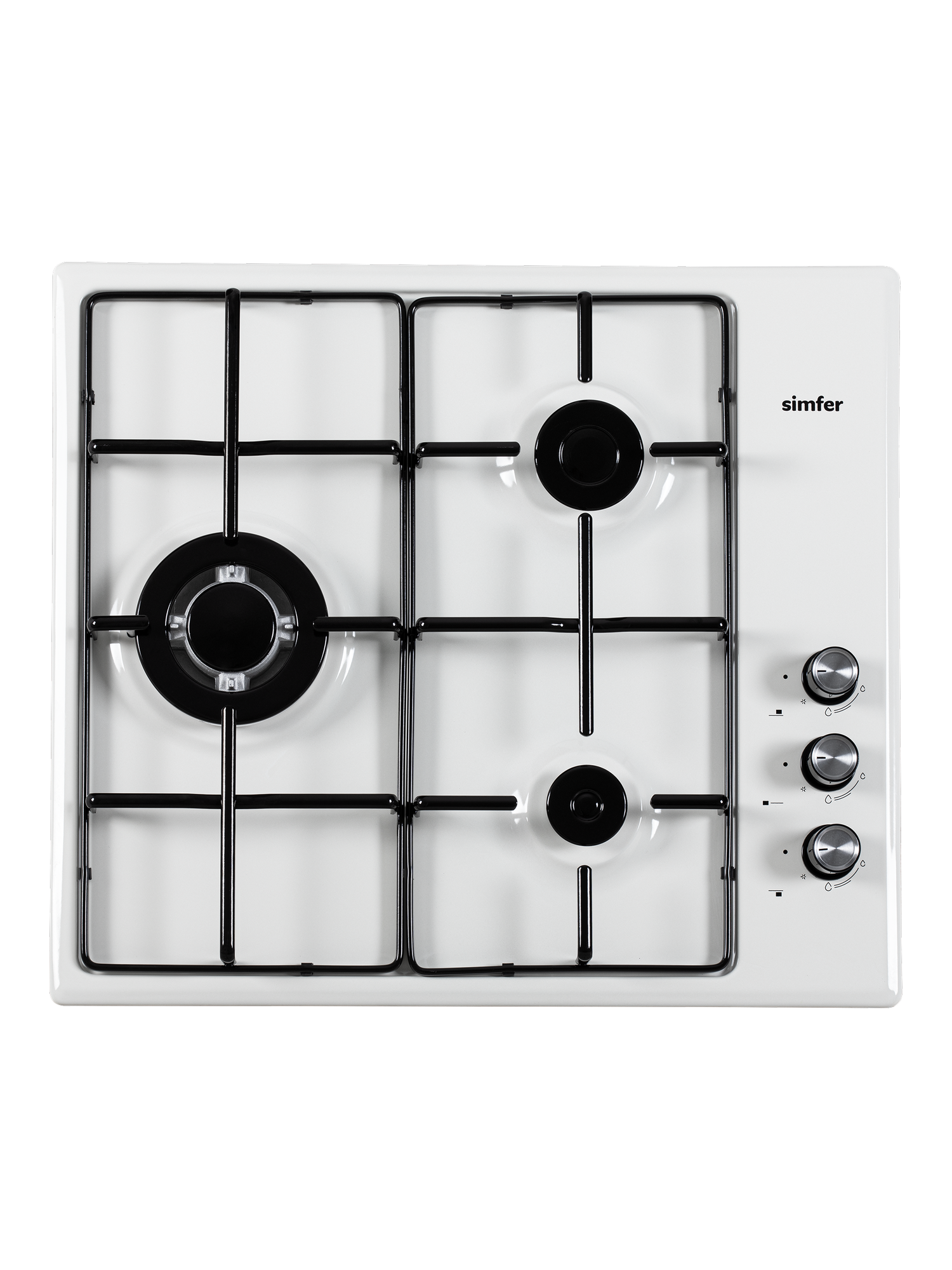 Варочная панель газовая Simfer 60см, 3 конфорки, WOK конфорка, электроподжиг, бежевая эмаль, 5 ЛЕТ гарантия, турция