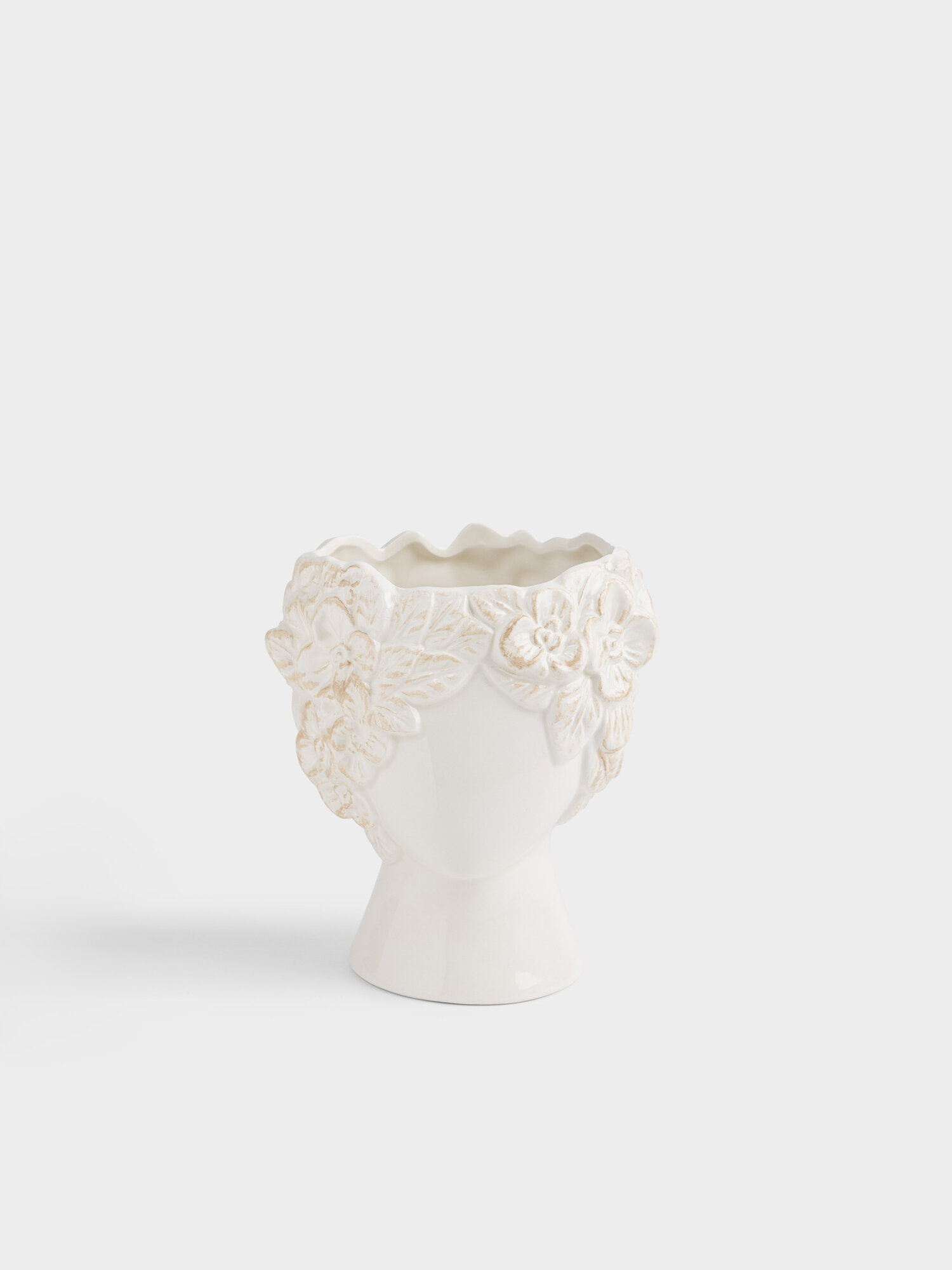 Ваза для цветов, 16 см, декоративная, керамика D, молочно-бежевая, Силуэт лица в цветах, Bloomer, Kuchenland