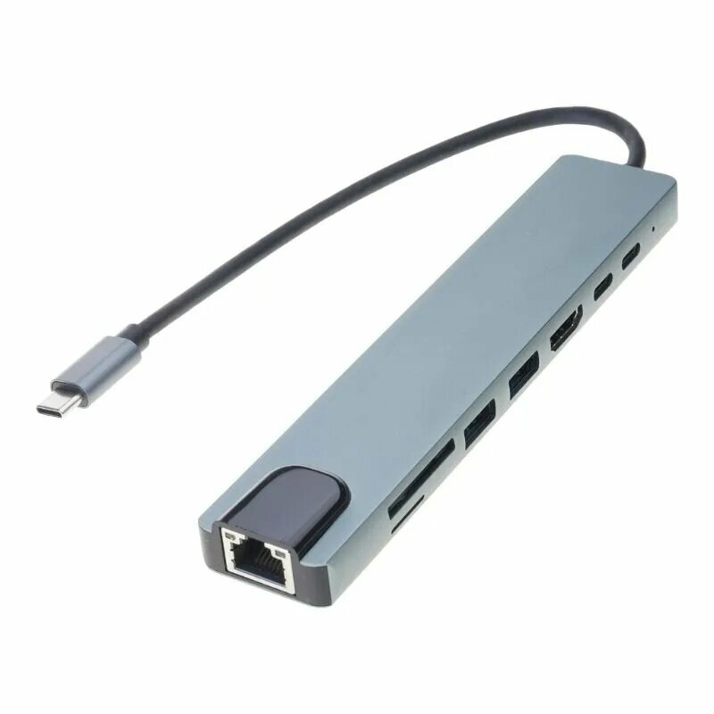 5-в-1 USB-C хаб с Ethernet и зарядкой, Восемь в одном - Порт 1000 М