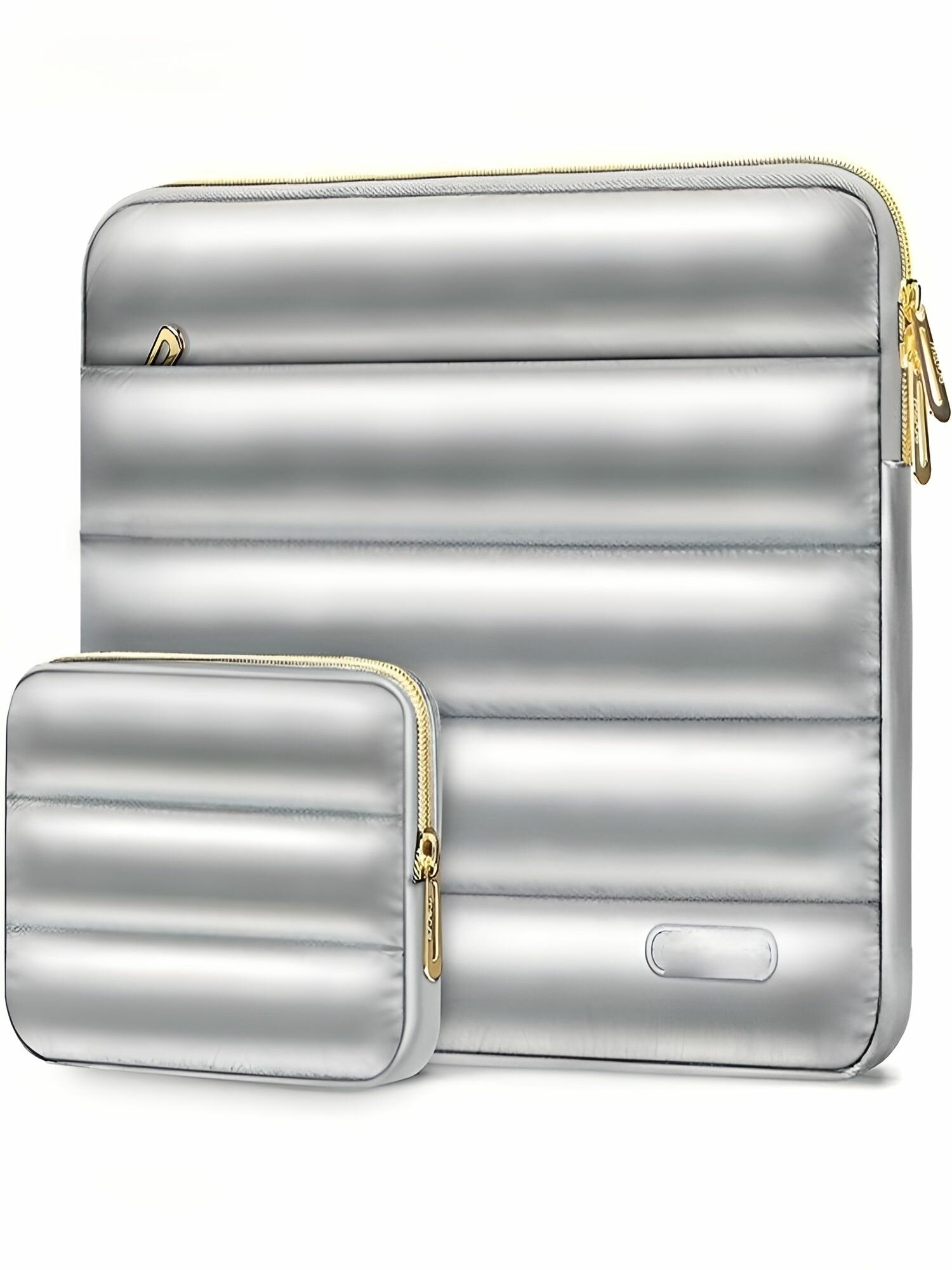 Универсальный чехол-органайзер для ноутбука 16" (MacBook и др.). Стильный серебристый цвет — отличный подарок!