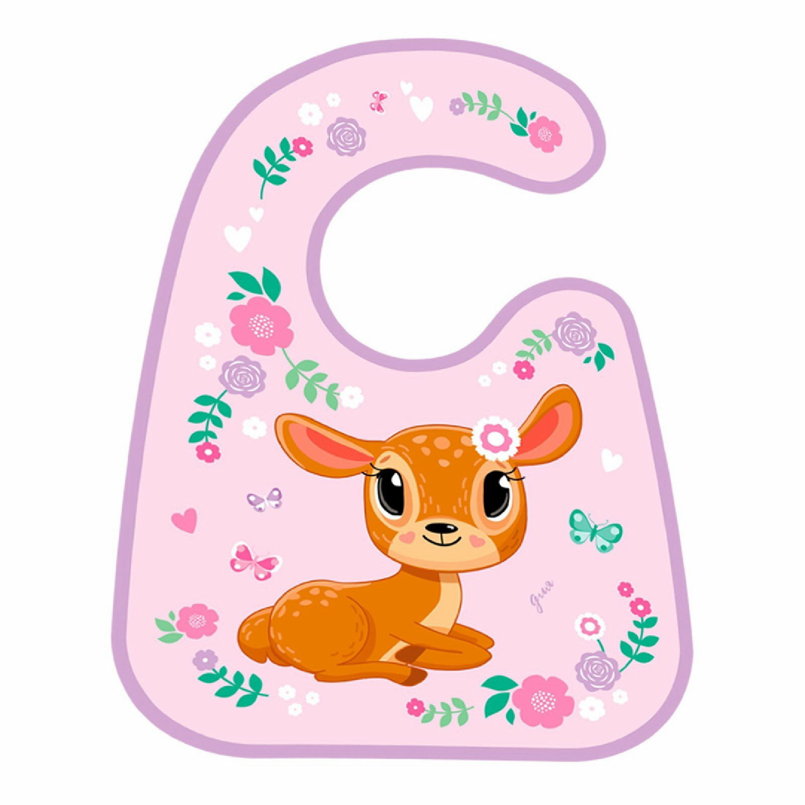 Нагрудник для кормления "Олененок" непромокаемый на липучке, с карманом
