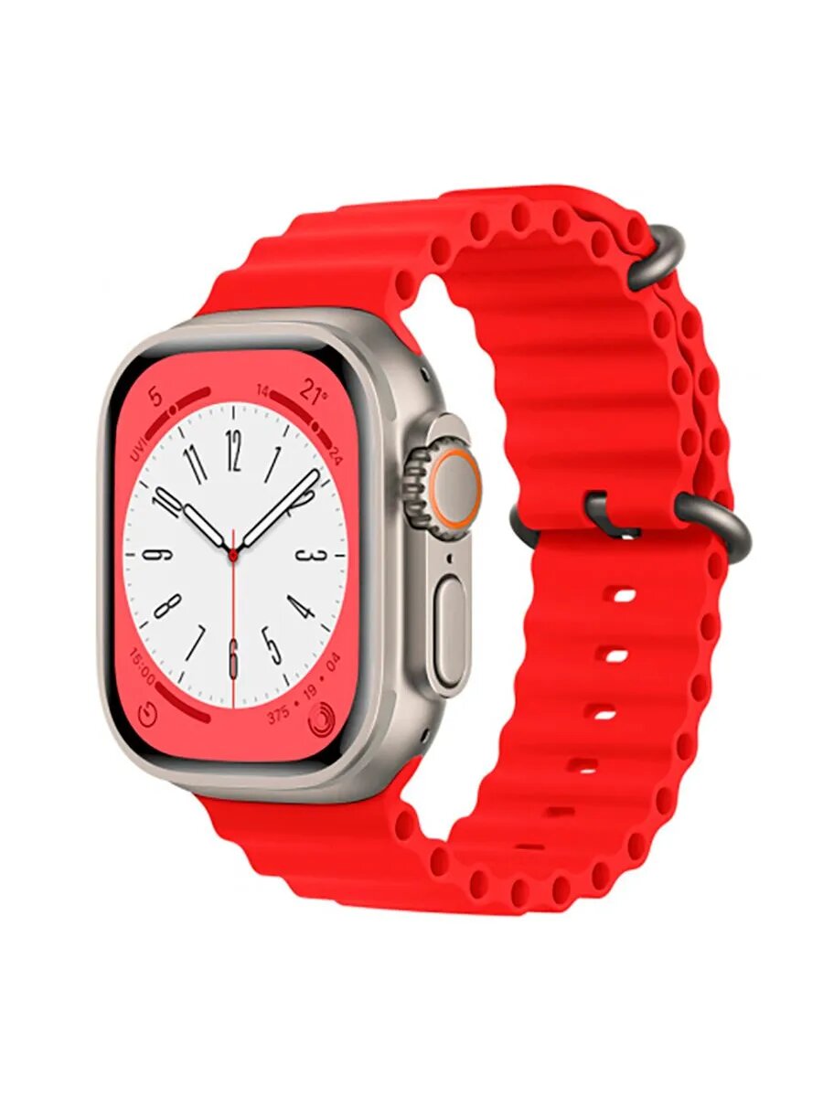 Ремешок для Apple Watch Series 42/44/45/49мм силиконовый красный