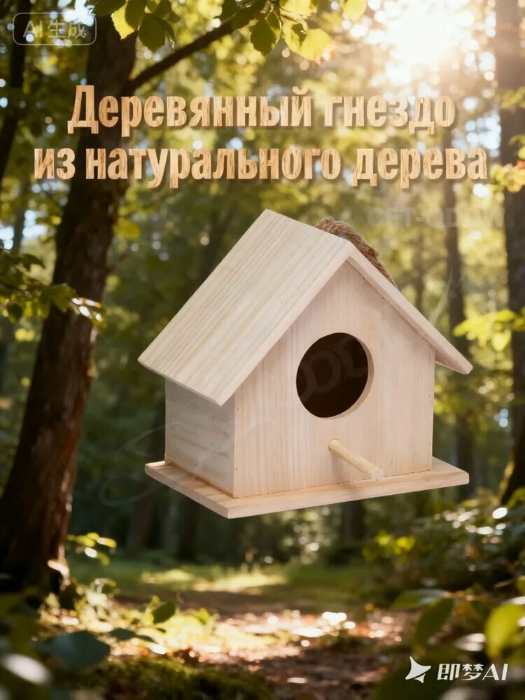 Деревянный настенный скворечник, натуральное дерево, устойчивый к влаге и погоде, 15.5x10.5x15.5 см