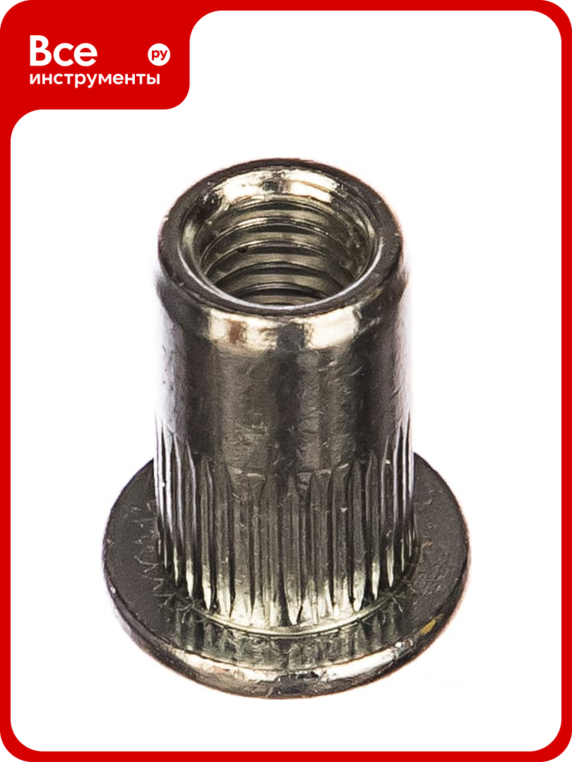 Заклепка с внутренней резьбой, цилиндрический бортик, стальная резьба, Kenner, белый цинк
