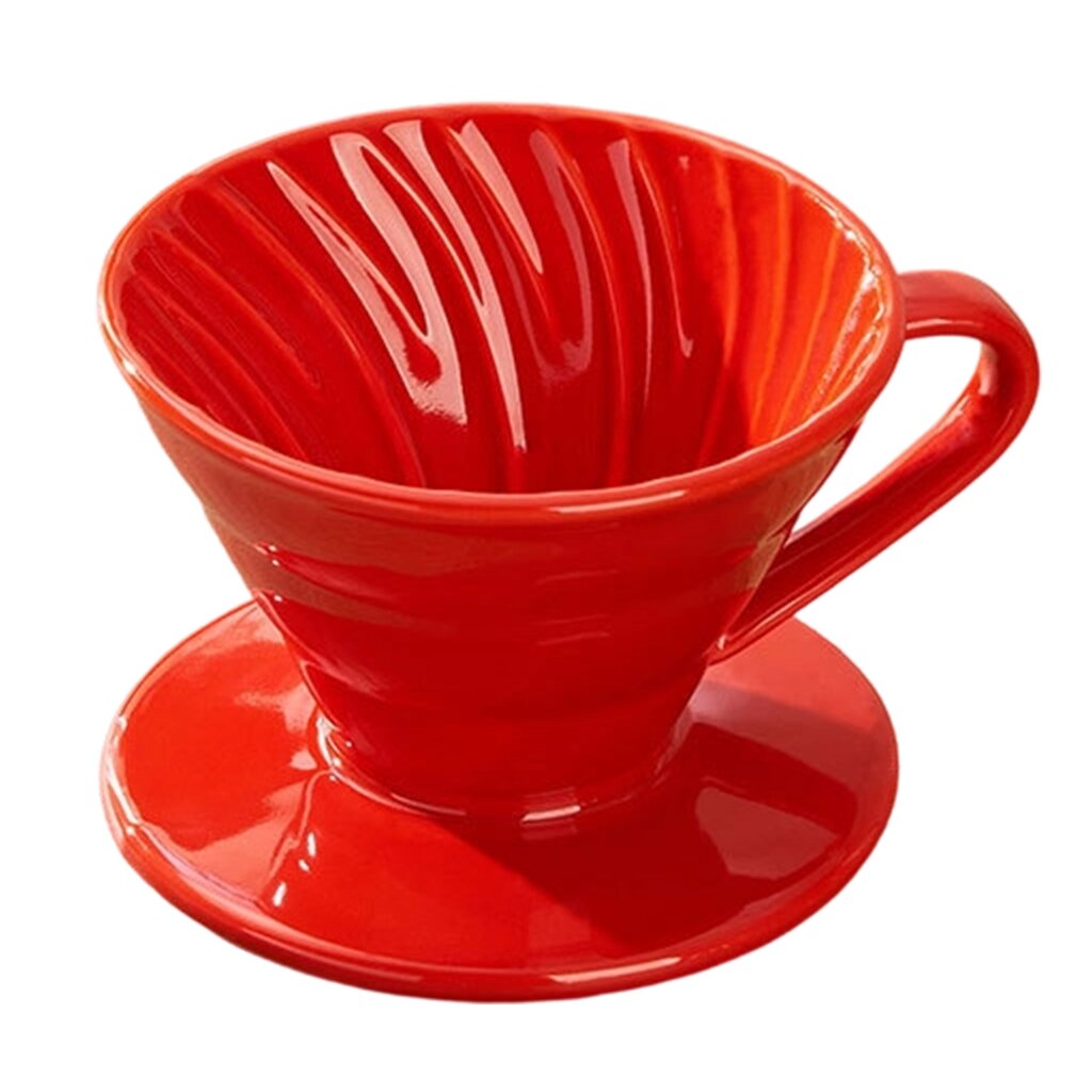Чашка-воронка для кофе ручной заварки V60-красный-маленький