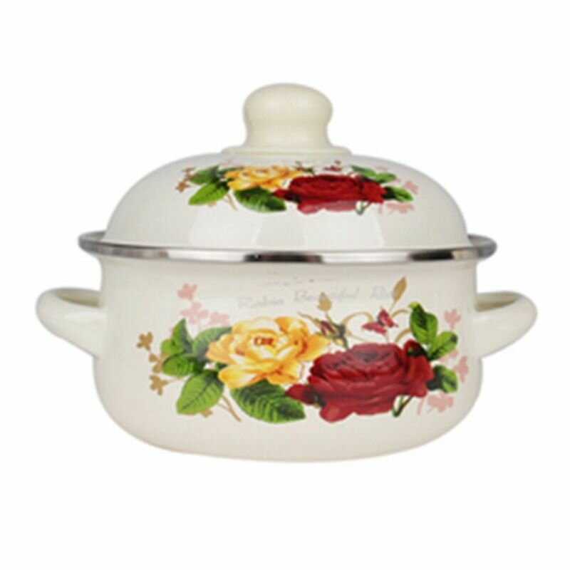 Утолщенный 16-20 см трехкомпонентный набор эмалированных кастрюль с двумя ручками, суповая кастрюля, кастрюля для тушения, миска для лапши быстрого приготовления, маленькая кастрюля для горячего, миска для сала