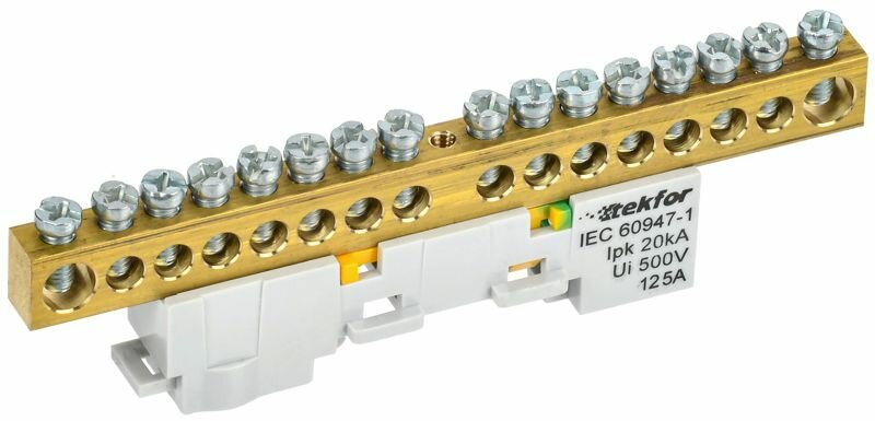 Шина PE «земля» неизол. на универс. держ. 8х12-16-Ж TEKFOR IEK TF-NN20-16-DL-K05